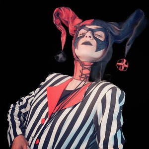 Jester Helmet Genuine Leather Mask in Red and Black - Etsy