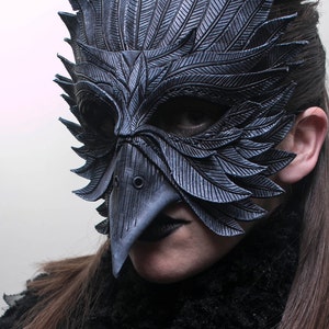 Black Raven Handmade Genuine Leather Mask - Etsy