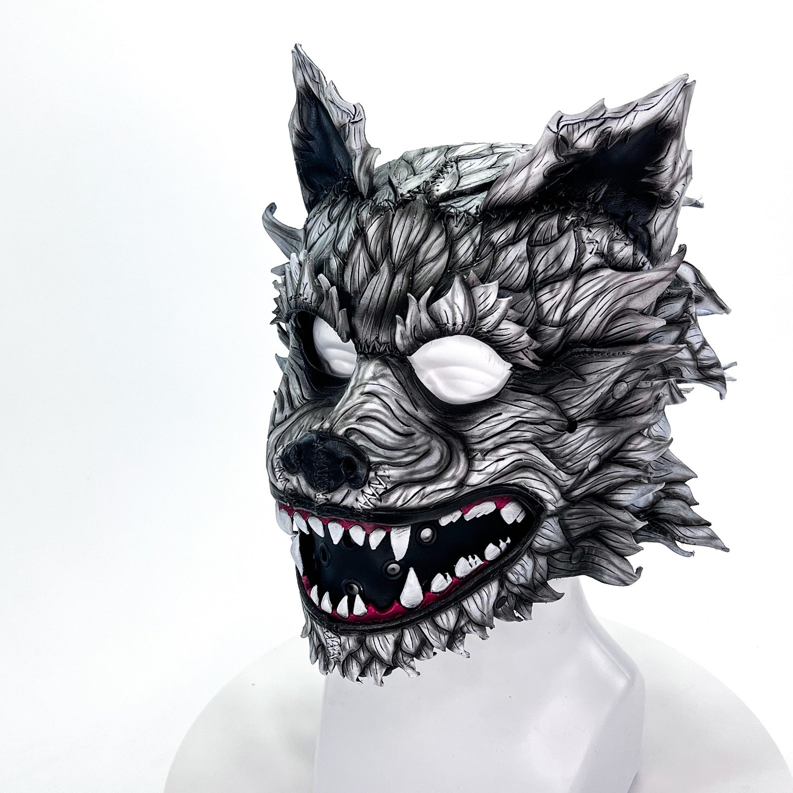 The Grey Lycan Handmade Genuine Leather Helmet Mask - Etsy