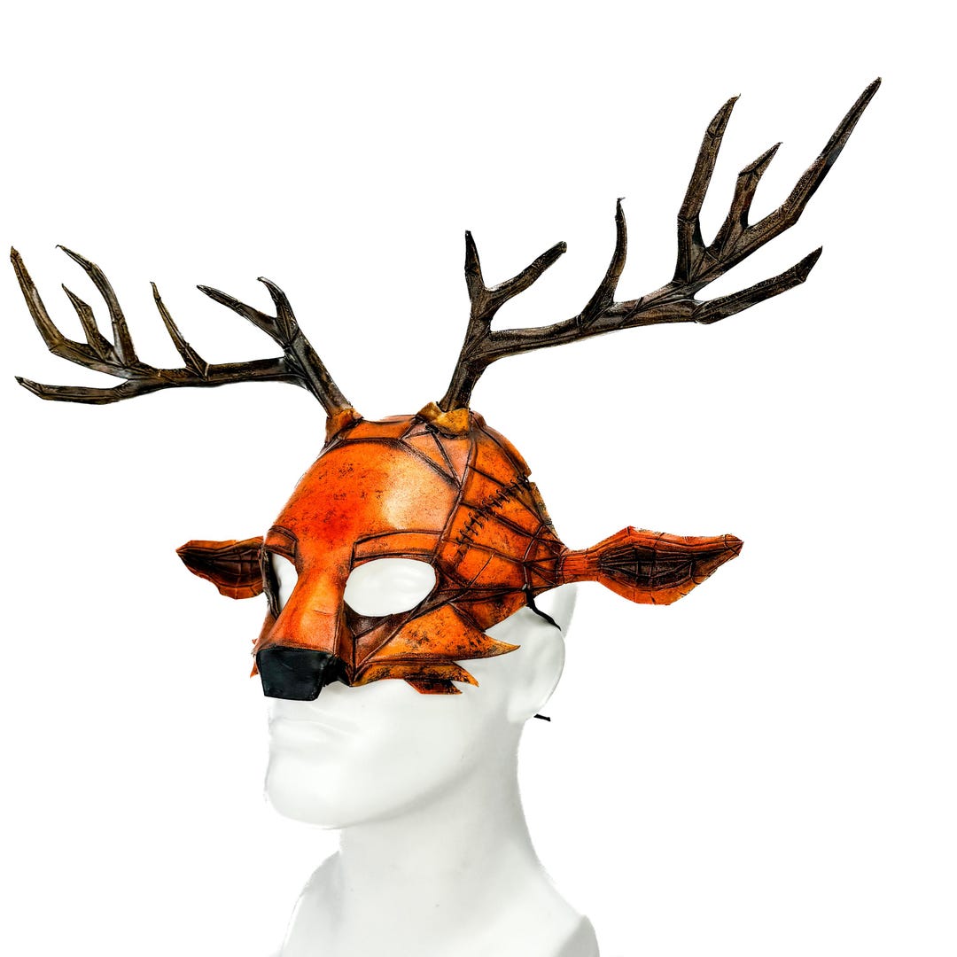 Geometric Deer Genuine Leather Mask in Sienna - Etsy