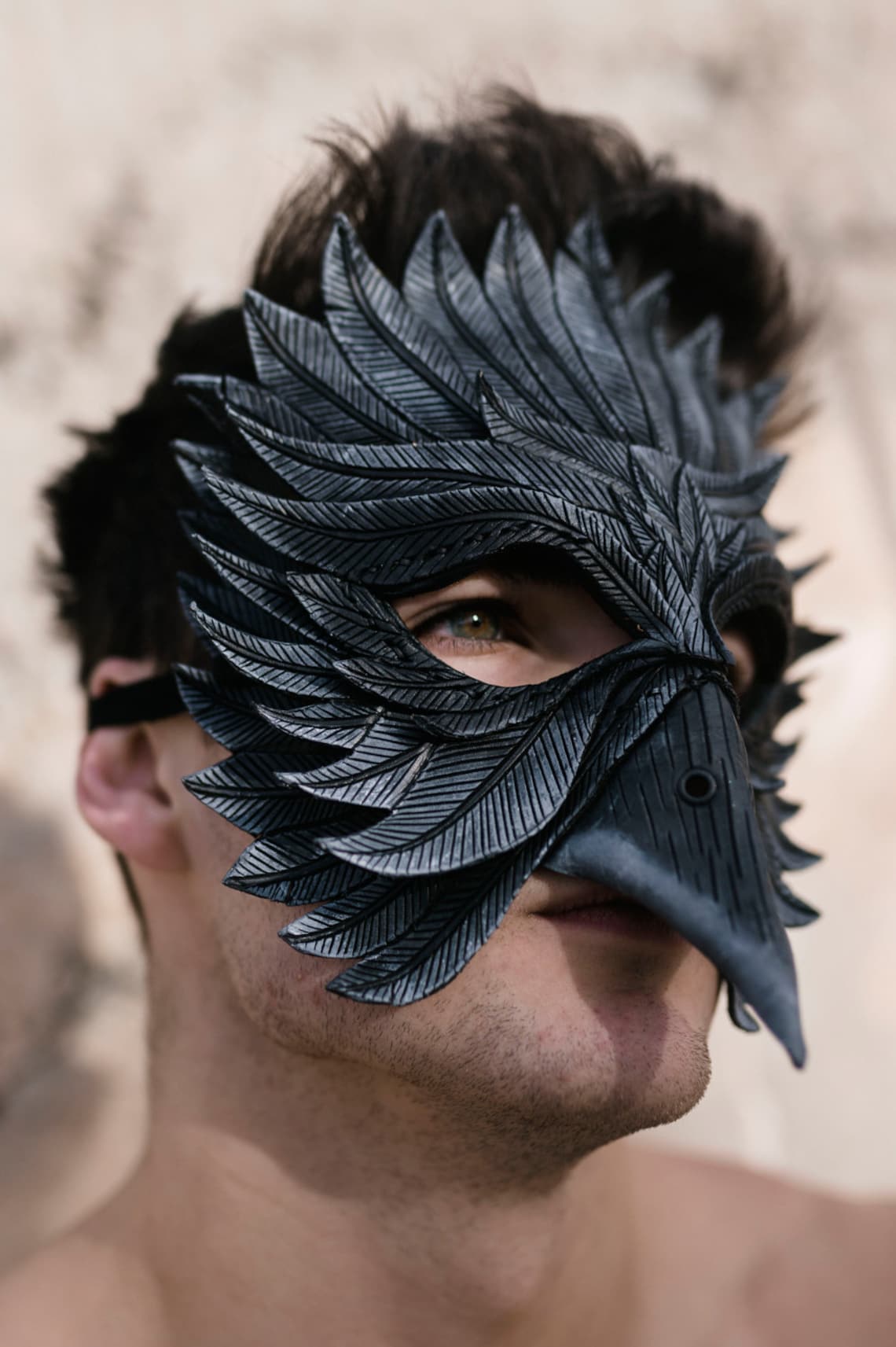 Black Raven Handmade Genuine Leather Mask - Etsy