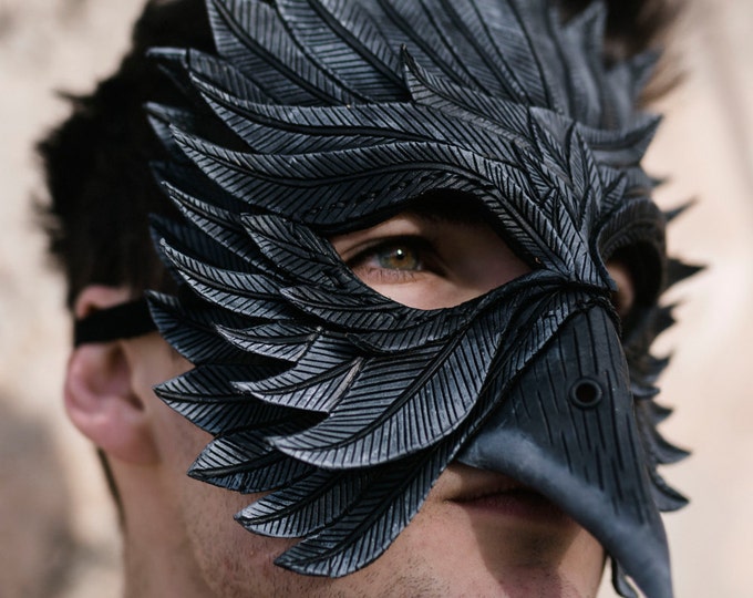 Black Raven Handmade Genuine Leather Mask - Etsy