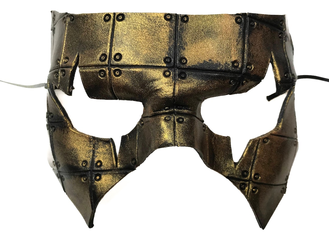Handmade Genuine Leather Mask in Black and Gold - Etsy