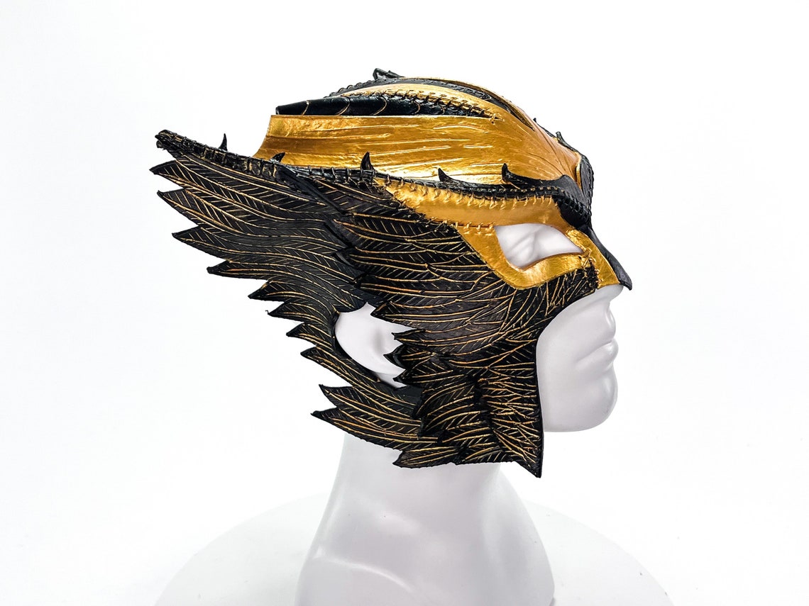 Winged Helmet Genuine Leather Mask - Etsy