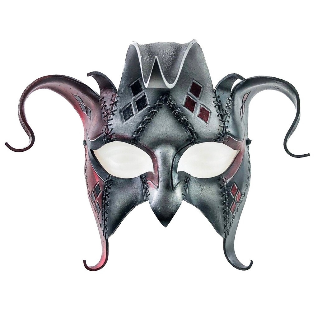 The Joker's Card-joker Jester Handmade Genuine Leather Mask in Red - Etsy