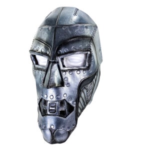 Genuine Leather Mask - Weathered Steel Paint - Handmade Full Face Cover ...