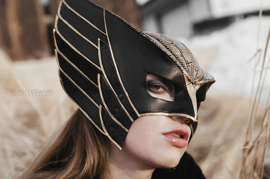 Winged Helmet Genuine Leather Mask - Etsy