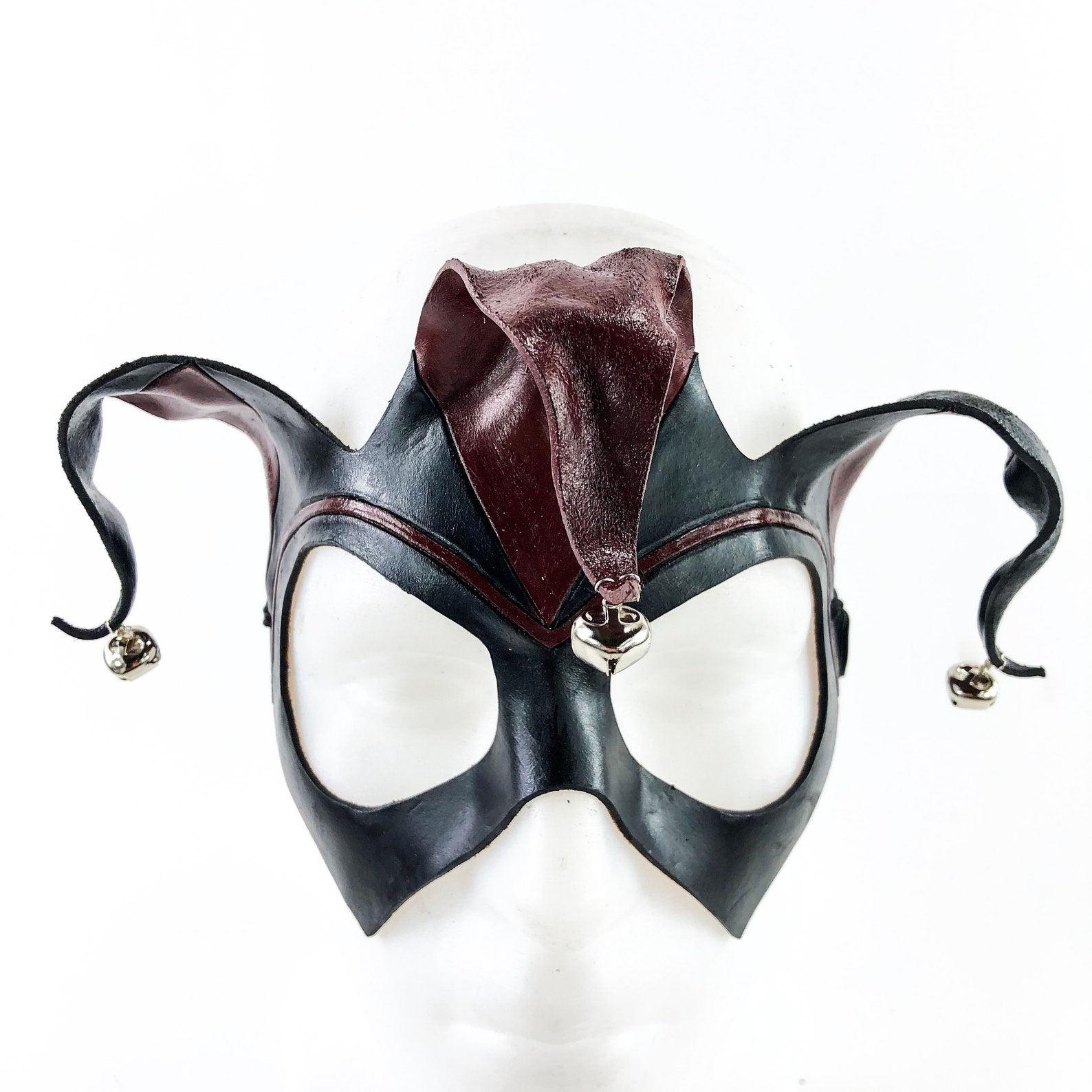 Handmade Genuine Leather Jester Mask in Red and Black | Etsy