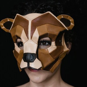 Geometric Grizzly Bear Leather Mask - Etsy