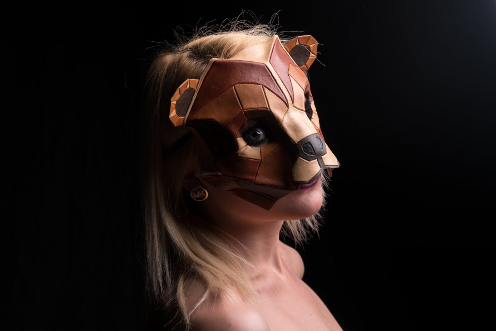 Geometric Grizzly Bear Leather Mask - Etsy