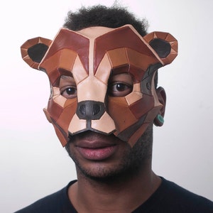 Geometric Grizzly Bear Leather Mask | Etsy