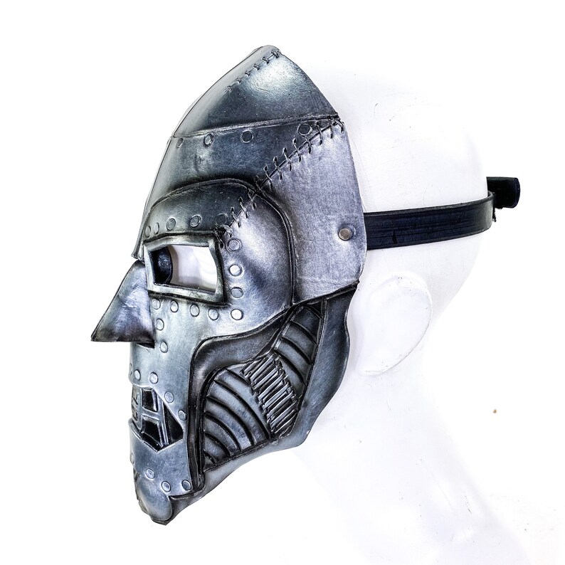 Genuine Leather Mask Weathered Steel Paint Handmade Full | Etsy