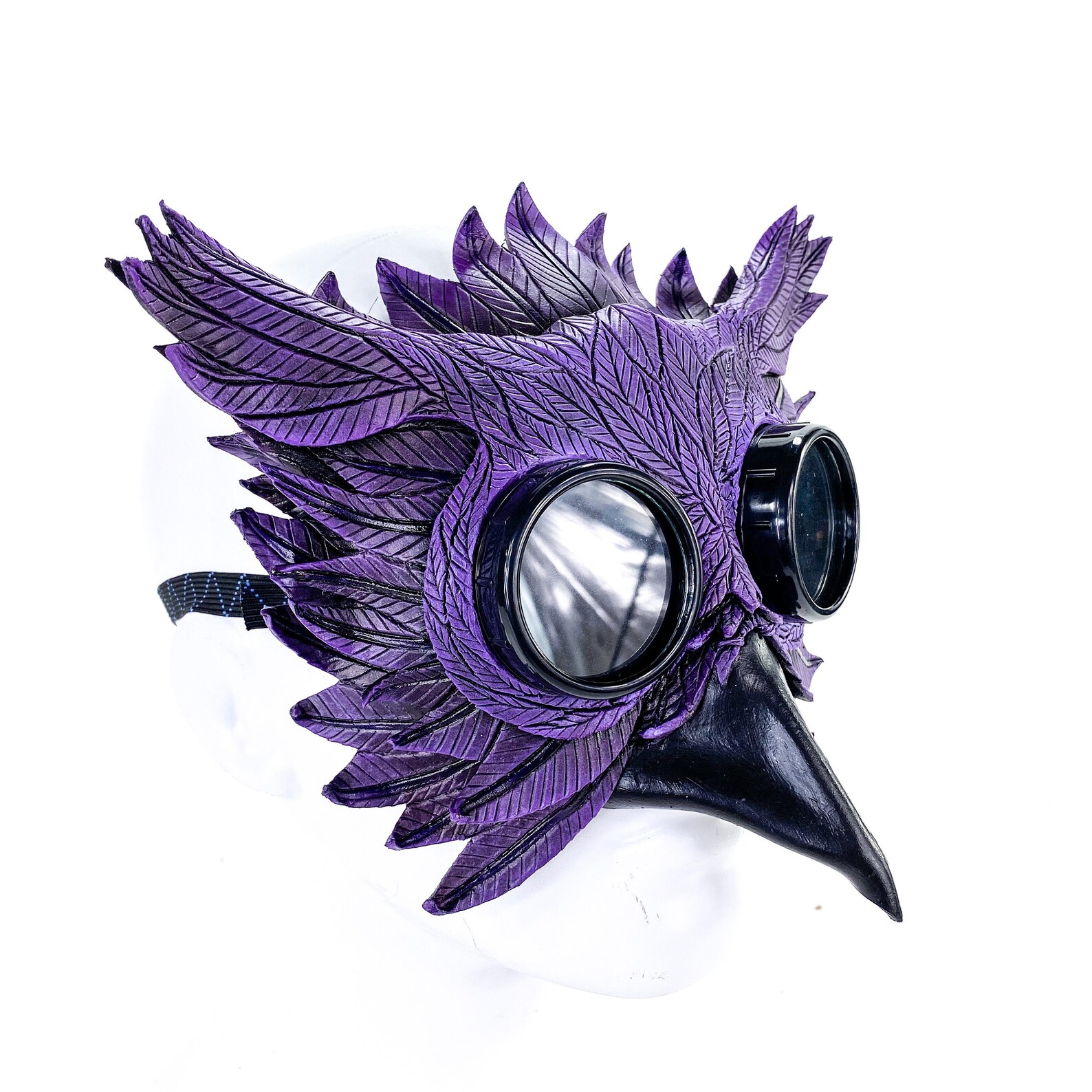 Purple Horned Owl Goggles Handmade Genuine Leather Mask | Etsy