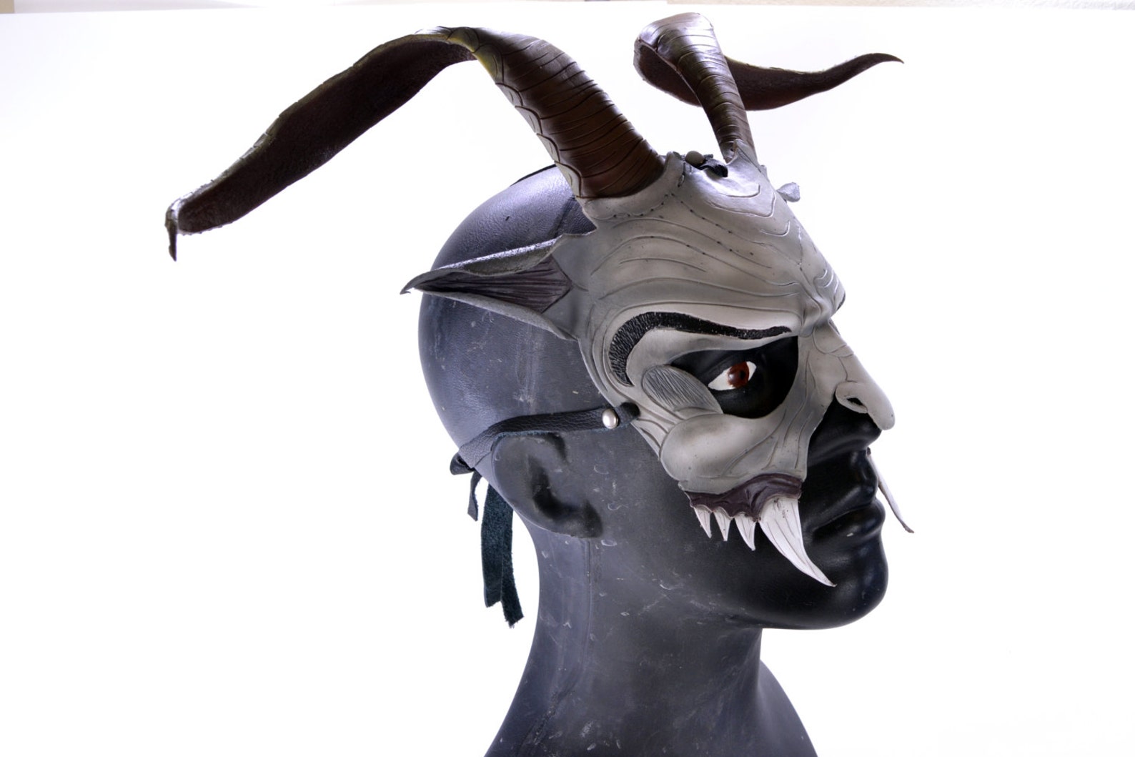 Krampus Handmade Genuine Leather Mask for Masquerade Cosplay - Etsy
