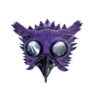 Purple Horned Owl Goggles Handmade Genuine Leather Mask - Etsy
