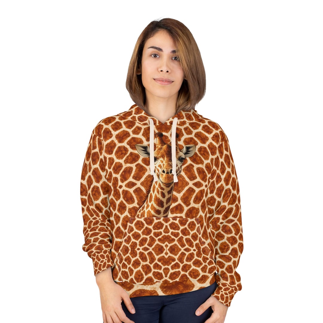 Giraffe Print With Headfront Hoodie | All-over Print Animal Pattern - Etsy