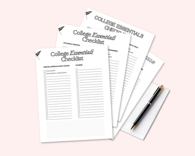 College Essentials & Dorm Room Checklist Printable PDF | Back to School ...