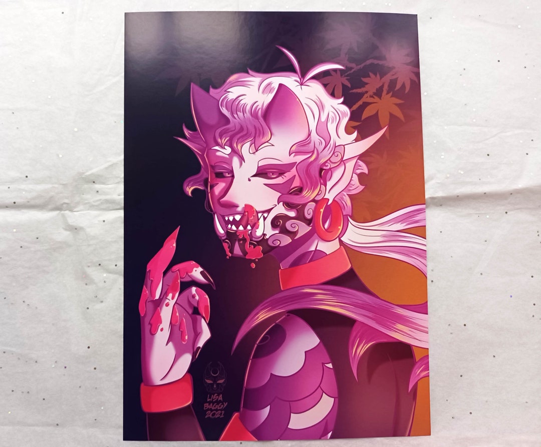 Oh! Hi Yokai! Kiku Art Prints, Demon, Boy, Neon, Yami Kawaii, Cybergoth ...