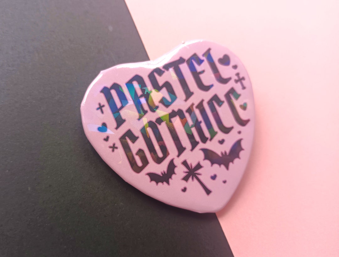 Large Heart Badges Pastel Gothicc Cracked Holo Kawaii Pastel Fairy Kei ...