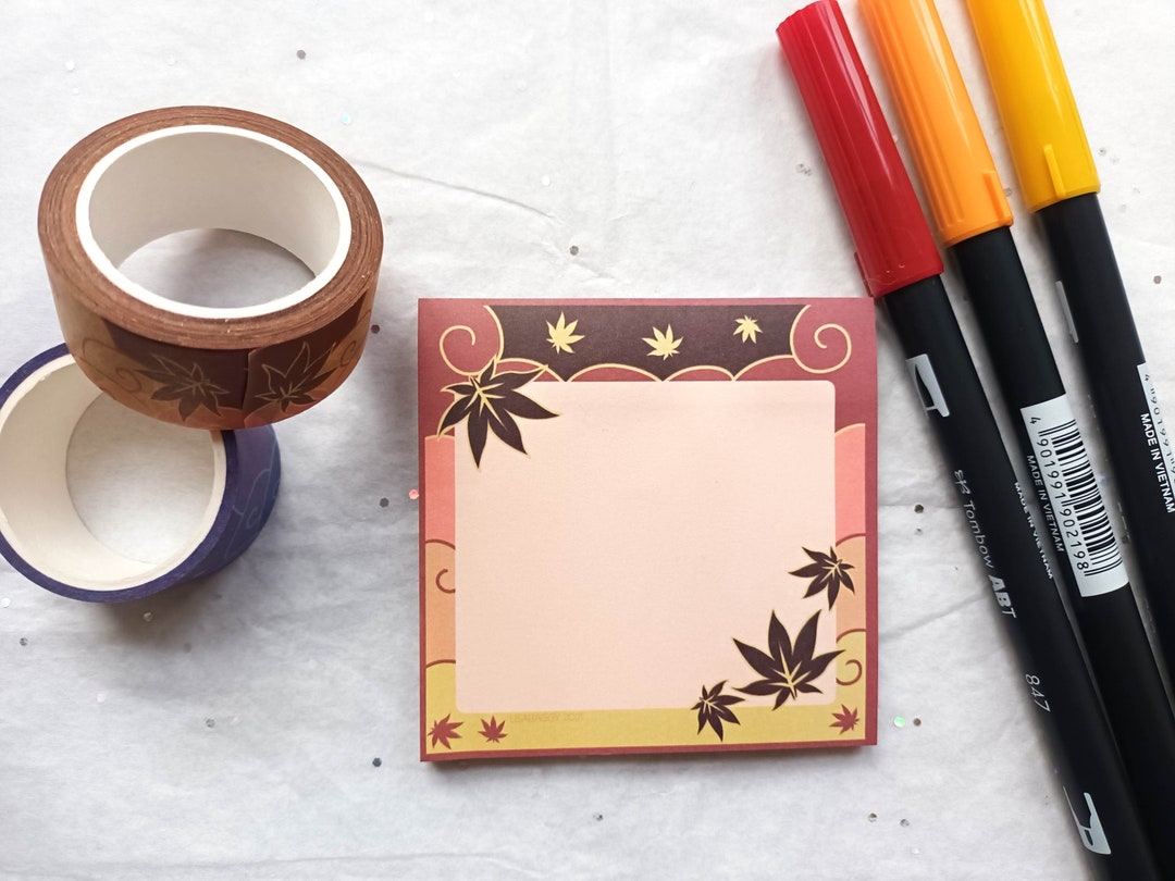 Golden Leaves Sticky Notes, Time of Day Stationery, Maple Leaves ...