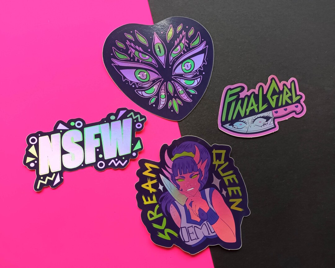 Holographic Vinyl 80s Horror Arcade Decorative Stickers - Etsy