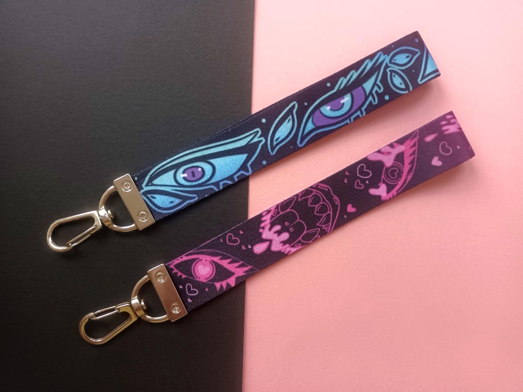Wrist Lanyards Blue Eyes, Black Pink Demon Styles, Neon, Yami Kawaii ...