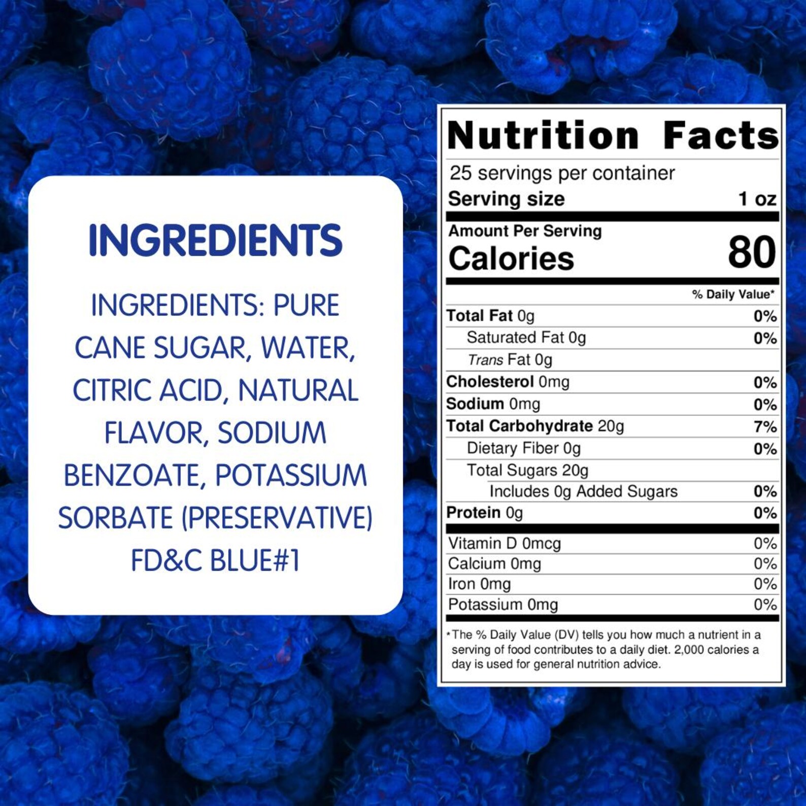 Hip Syrups Blue Raz Syrup | Pure Cane Sugar | Natural Flavor for Coffee ...