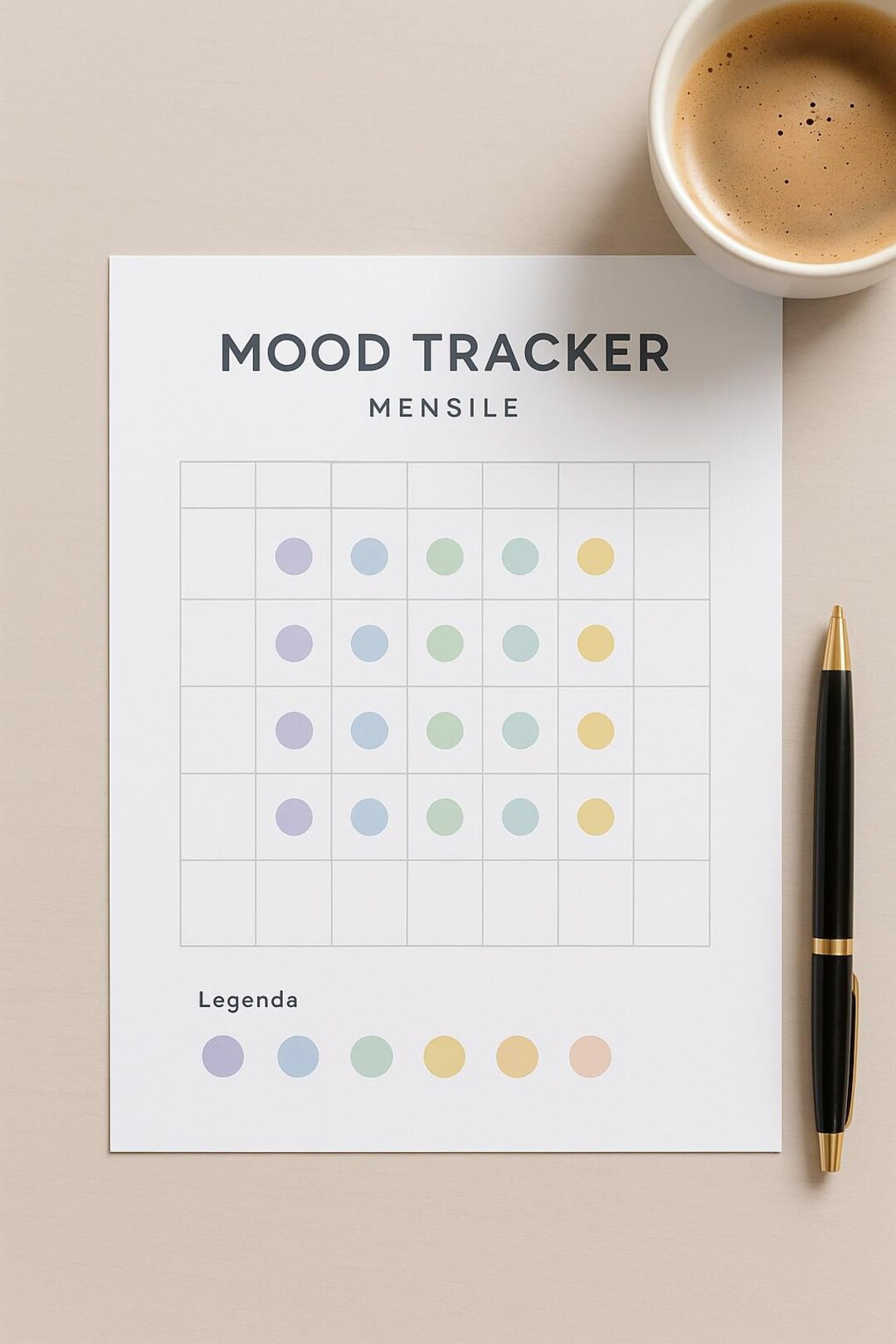 Minimalist Mood Tracker PDF, Printable Monthly Mood Log, Pastel Self ...