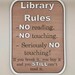 Library Rules Sign Wood Book Decor Bookish Gift for Readers and ...