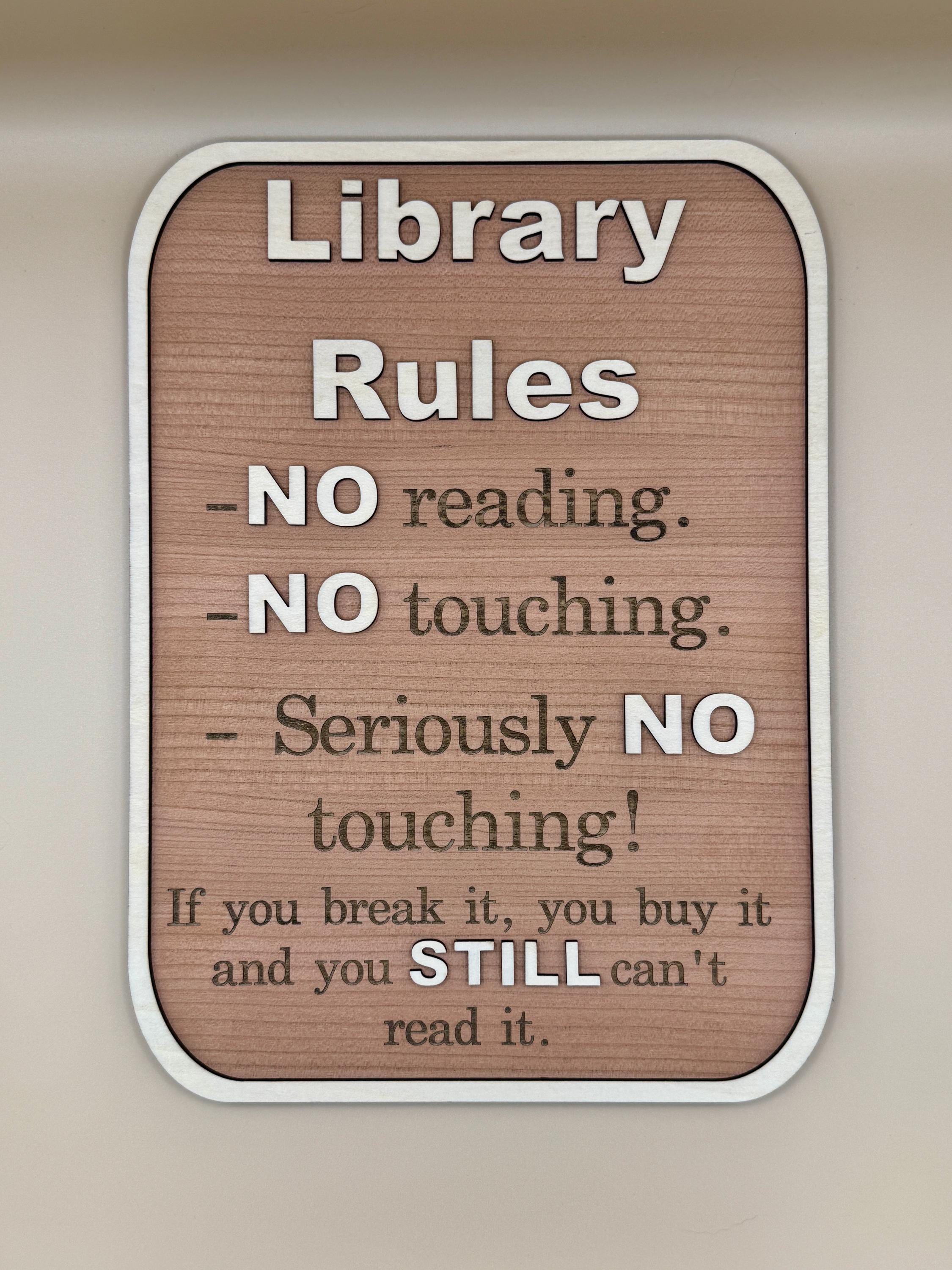 Library Rules Sign Wood Book Decor Bookish Gift for Readers and ...