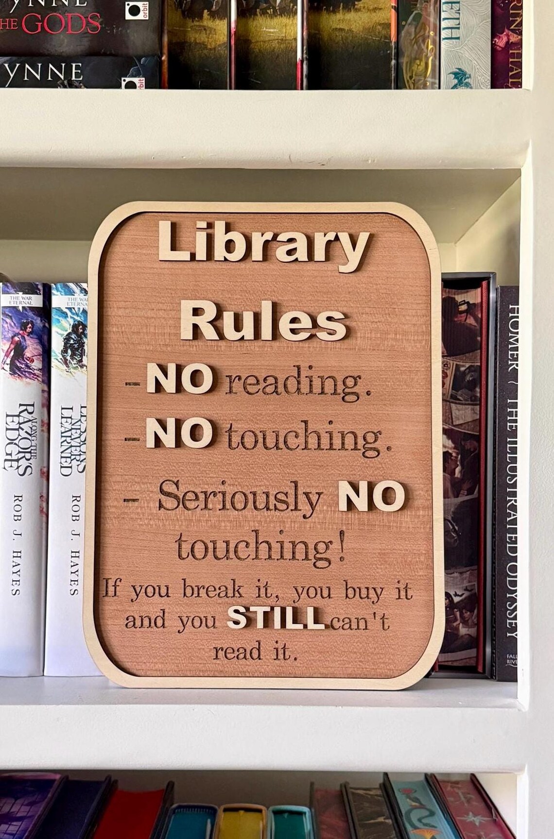 Library Rules Sign Wood Book Decor Bookish Gift for Readers and ...