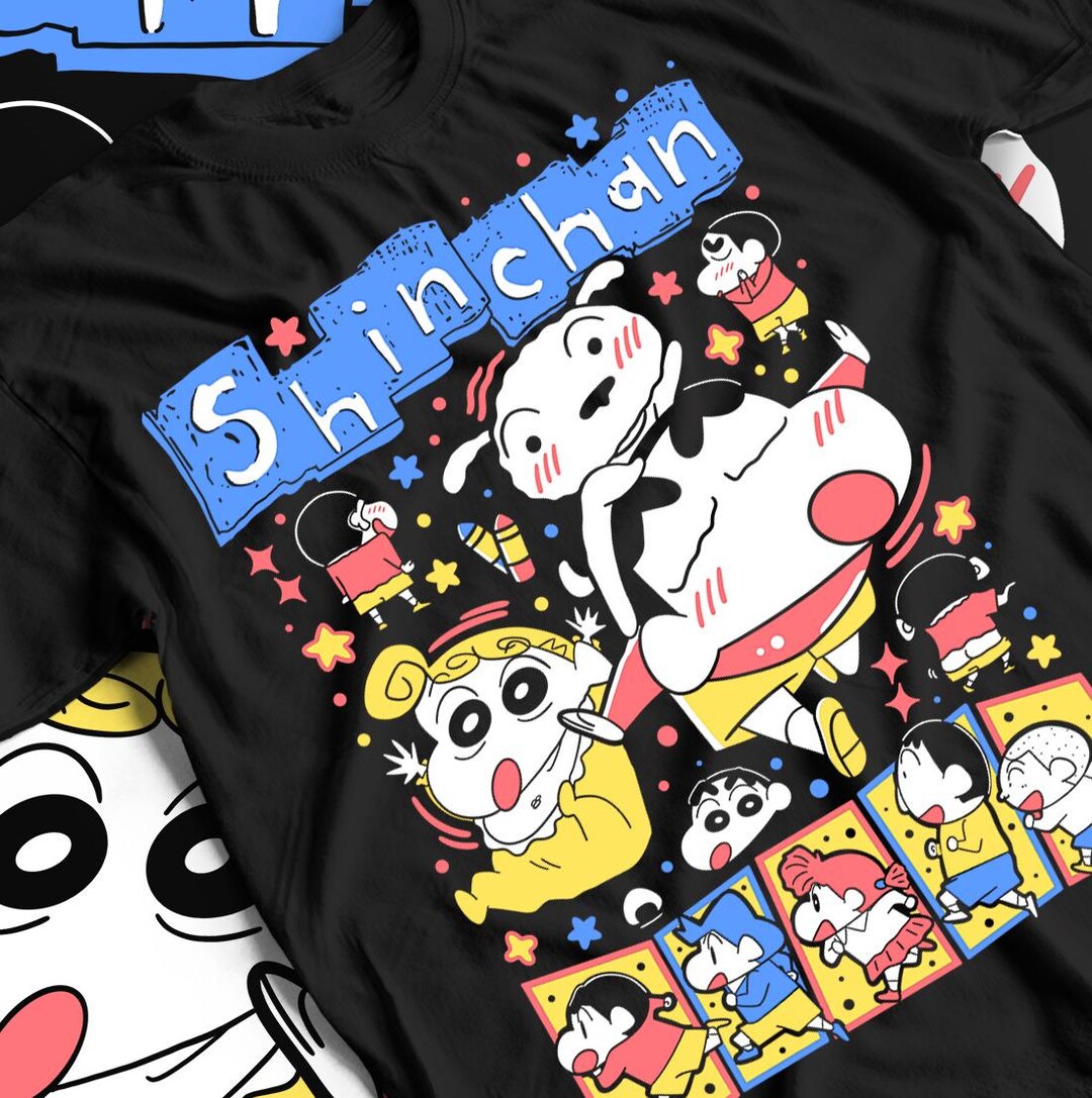 Crayon Shin Unisex Tee, Japanese Anime Shirt, Colorful Graphic Shirt ...