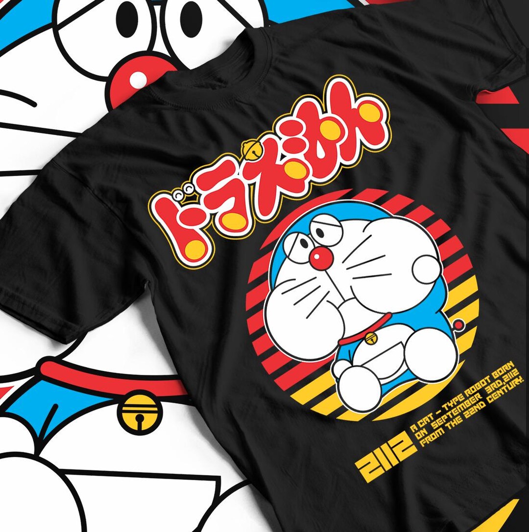 Doraemon Cartoon Tee, Unisex Heavy Cotton T-shirt, Cute Anime Apparel ...