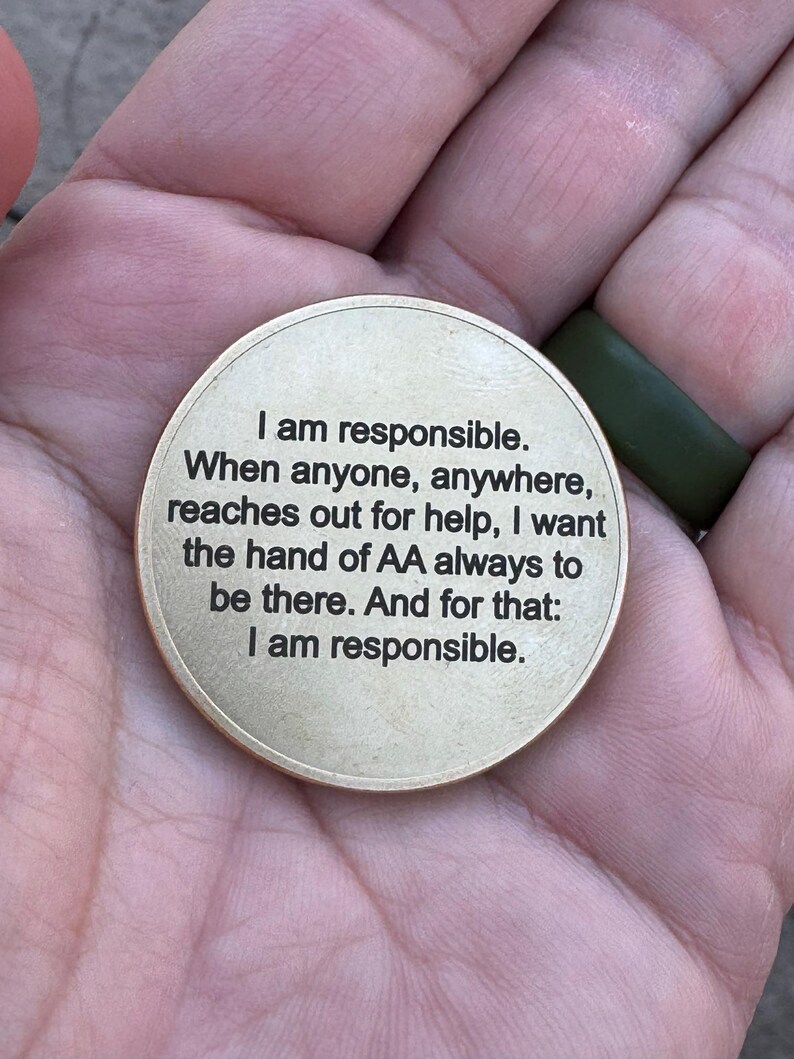 Personalized AA Sobriety Coin, Laser Engraved Alcoholics Anonymous ...