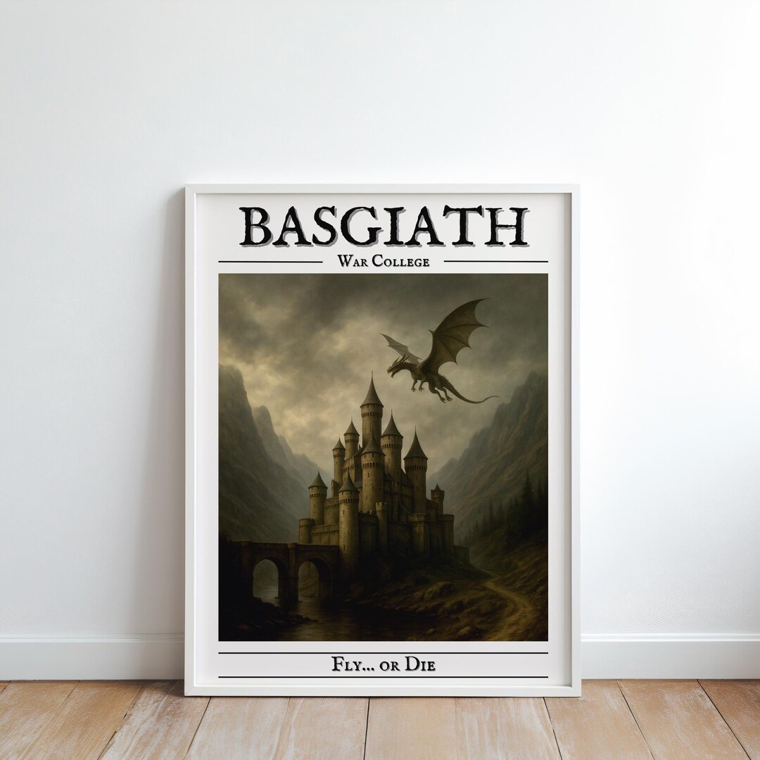 Basgiath Poster | Fourth Wing Wall Art | Empyrean Series | Bookish ...