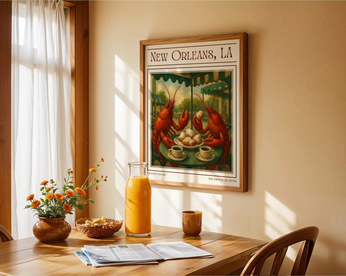 Crawfish Eating Beignets Poster Print | New Orleans Wall Art | NOLA ...