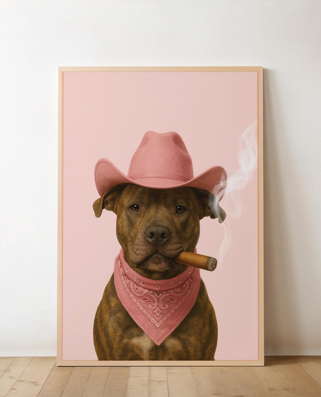 Cowgirl Pitbull | Dog in Cowboy Hat | Funny Dog Decor | Western Wall ...