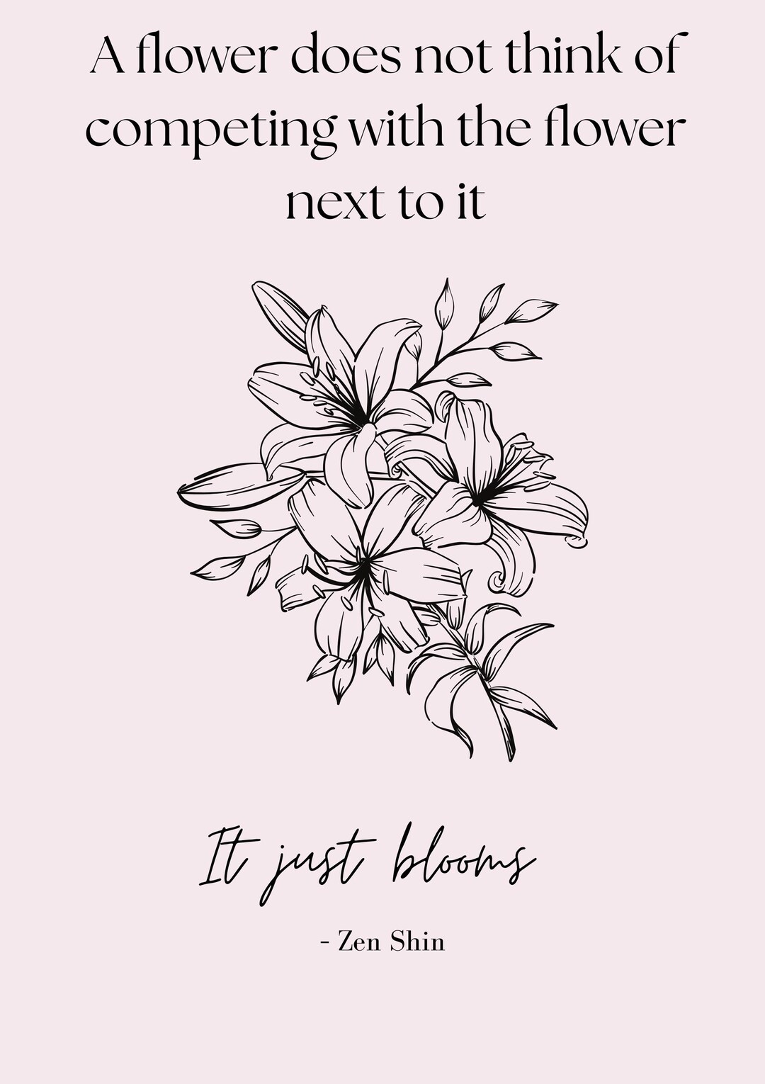 Floral Growth Quote Wall Art – Printable Motivational Poster, Uplifting ...