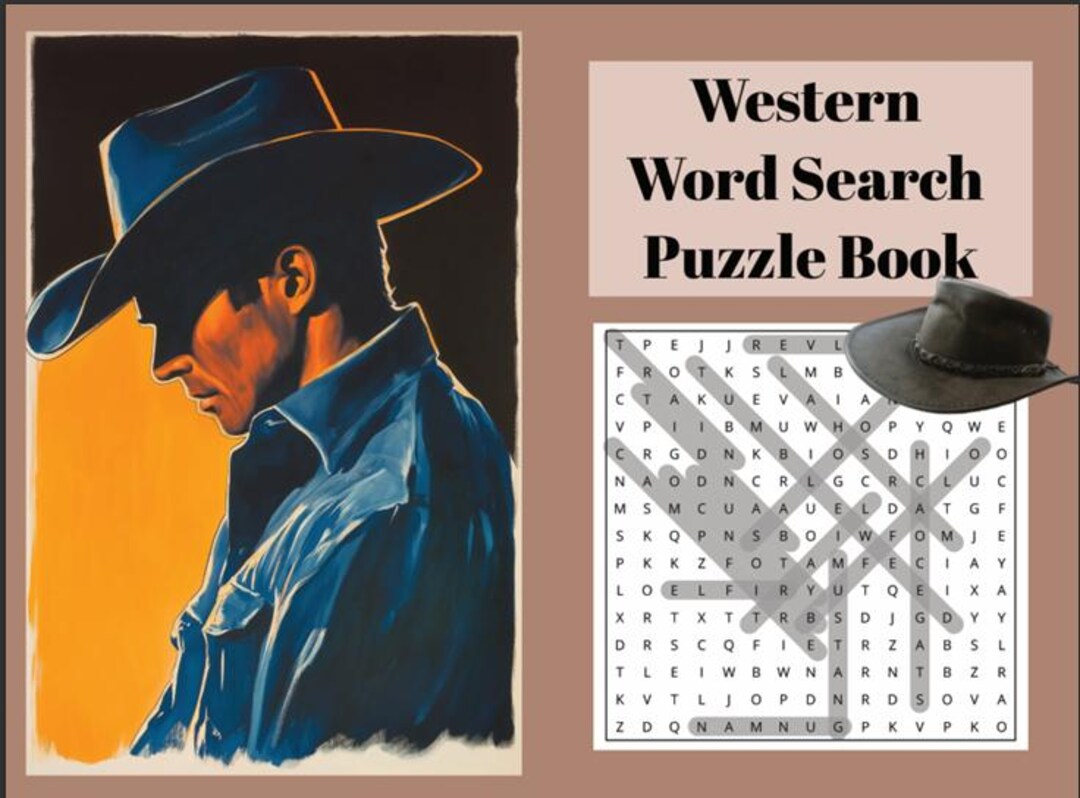 Western Word Search Puzzle Book | 100-page Printable PDF - Etsy
