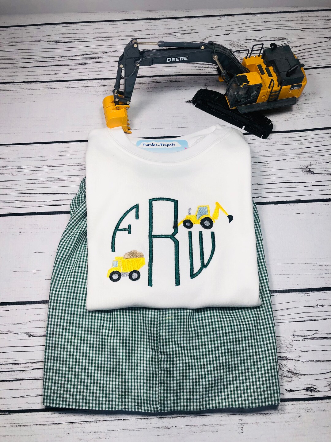 BOYS MONOGRAMMED CONSTRUCTION Themed Shirt and Shorts Set, Monogrammed ...