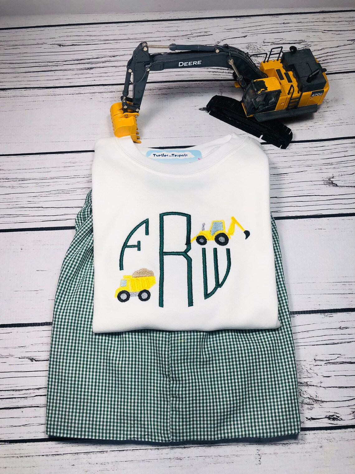 BOYS MONOGRAMMED CONSTRUCTION Themed Shirt and Shorts Set - Etsy