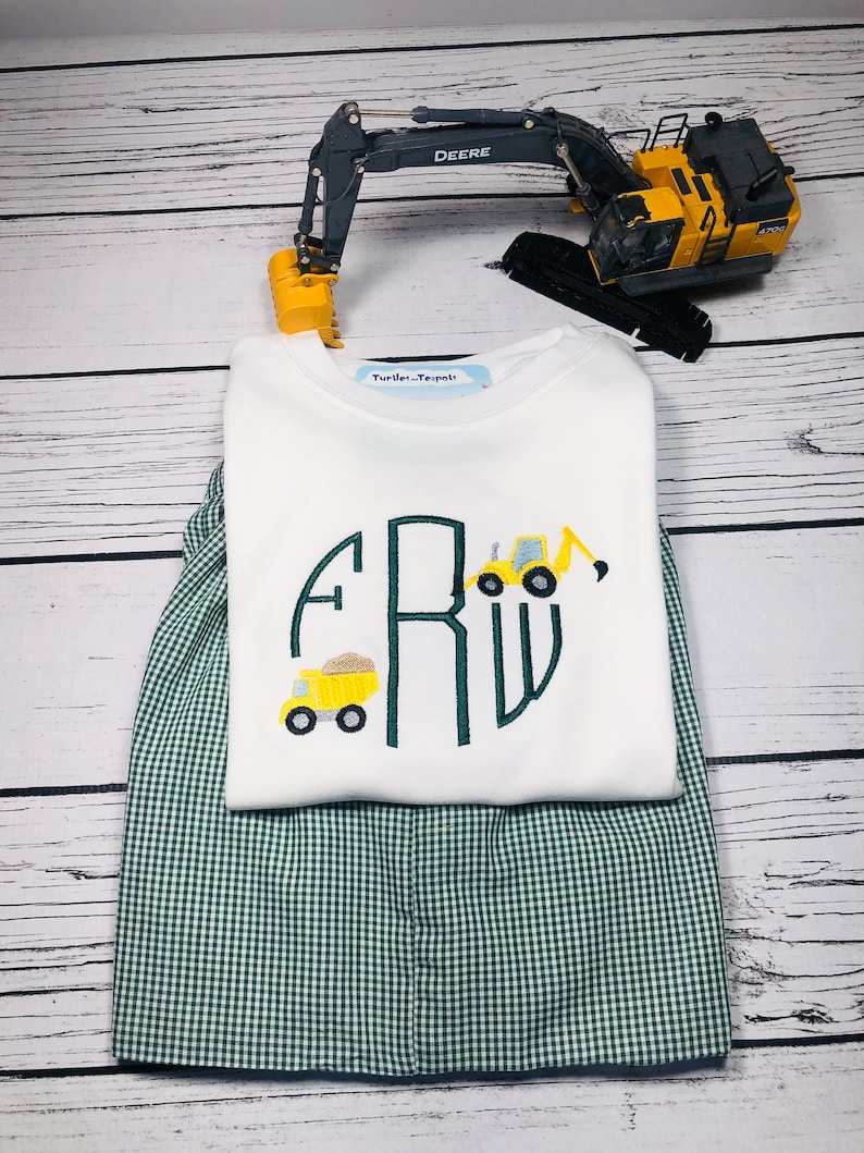 BOYS MONOGRAMMED CONSTRUCTION Themed Shirt and Shorts Set - Etsy