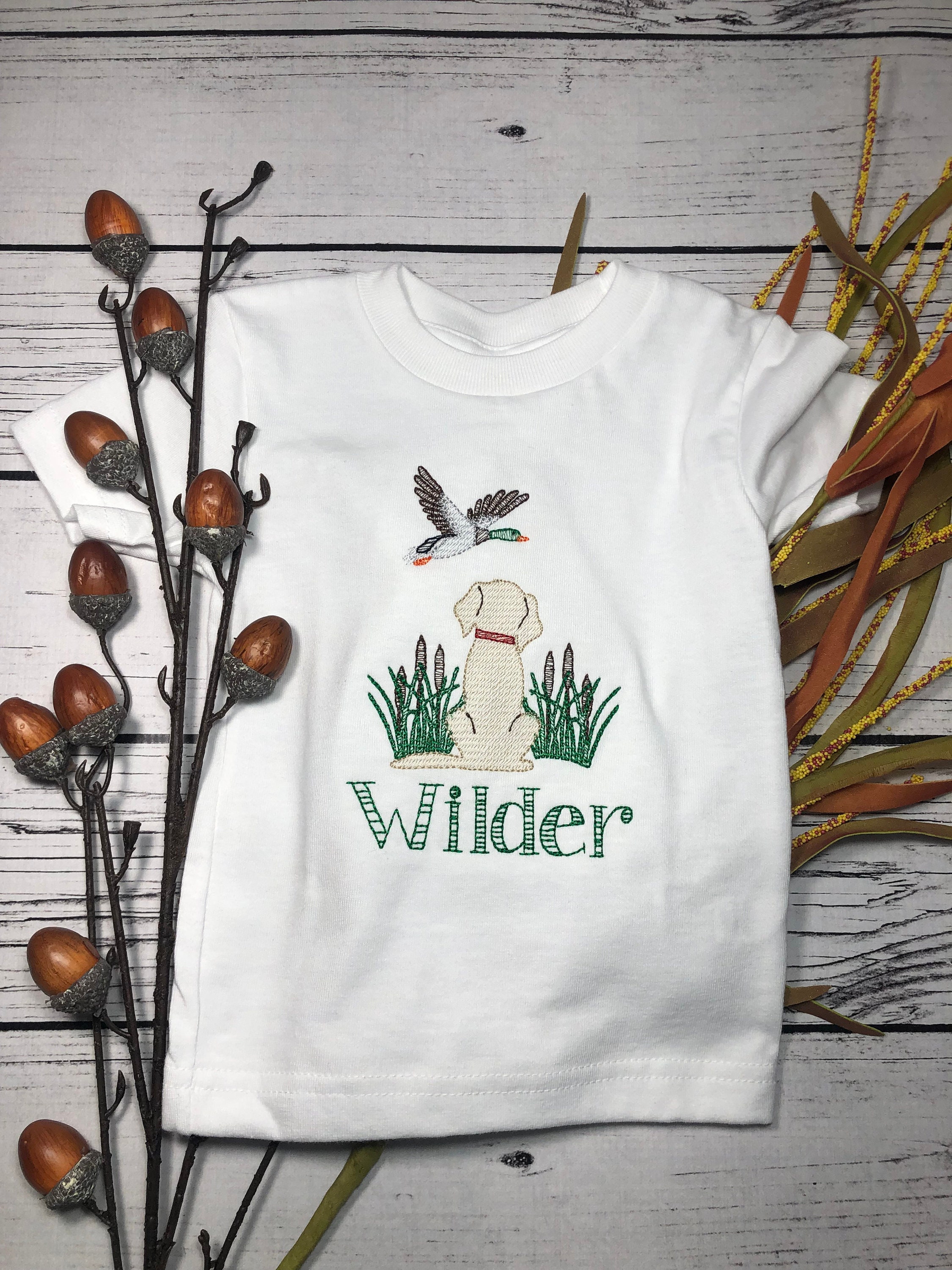 Puppy Watching Duck Monogrammed Shirt or Shirt and Pants Set, Duck ...
