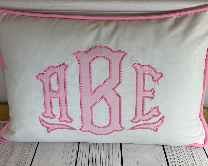 Personalized Applique Monogram Pillow With Insert, Kona Cotton - Etsy