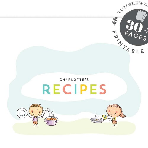 Kids Recipe Binder Kit Printable Kids Recipe Book Editable - Etsy