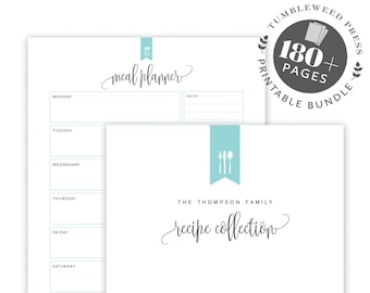 Meal Planning Printable BUNDLE Editable Meal Planner Recipe | Etsy