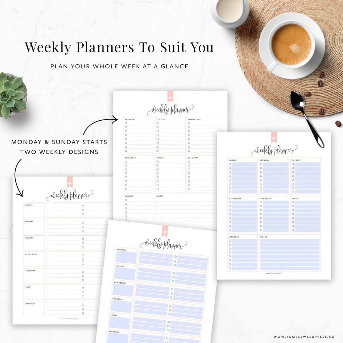 Planner Pack, Daily Planner Printable, Monthly Calendar, Weekly Planner ...