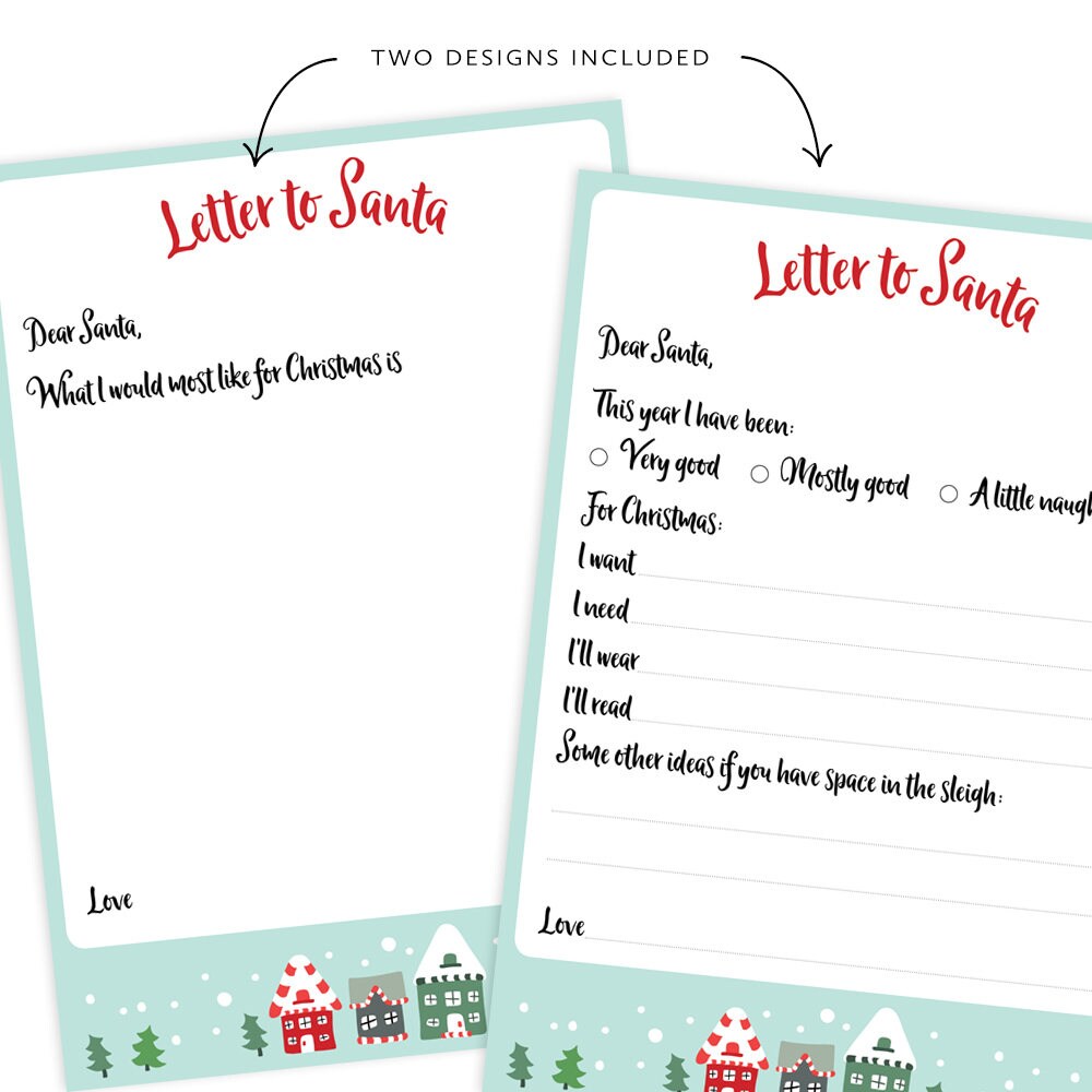Letter to Santa Printable Set, Santa Letter Printable, Christmas Letter ...