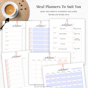 Meal Planning Printable BUNDLE, Editable Meal Planner, Recipe Binder ...