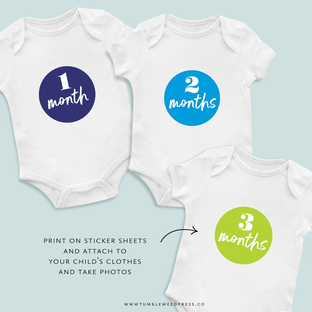 Baby Month Printable Stickers, Baby Milestone Stickers Printable, Baby ...